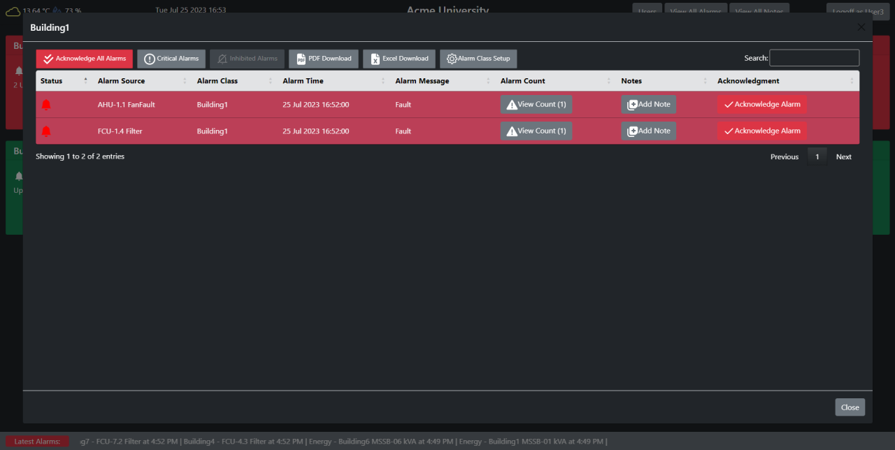 Alarm Dashboard - Control Concepts Ltd
